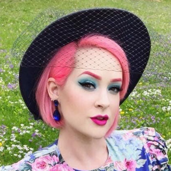 Accessories | Vintage Navy Blue Oval Fishnet Veil Hat | Poshmark